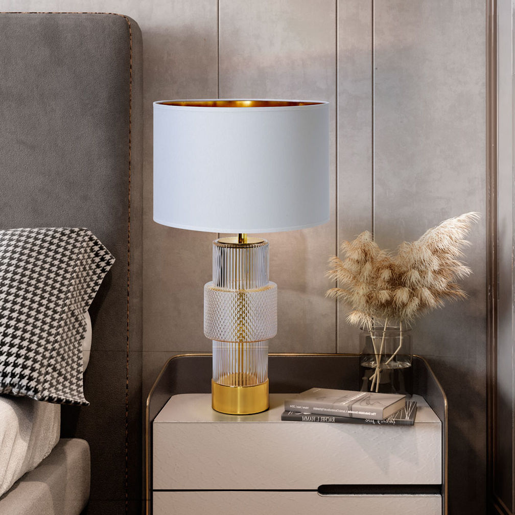 Table lamp - BAST CLEAR - K-LIGHTING - metal / glass / fabric