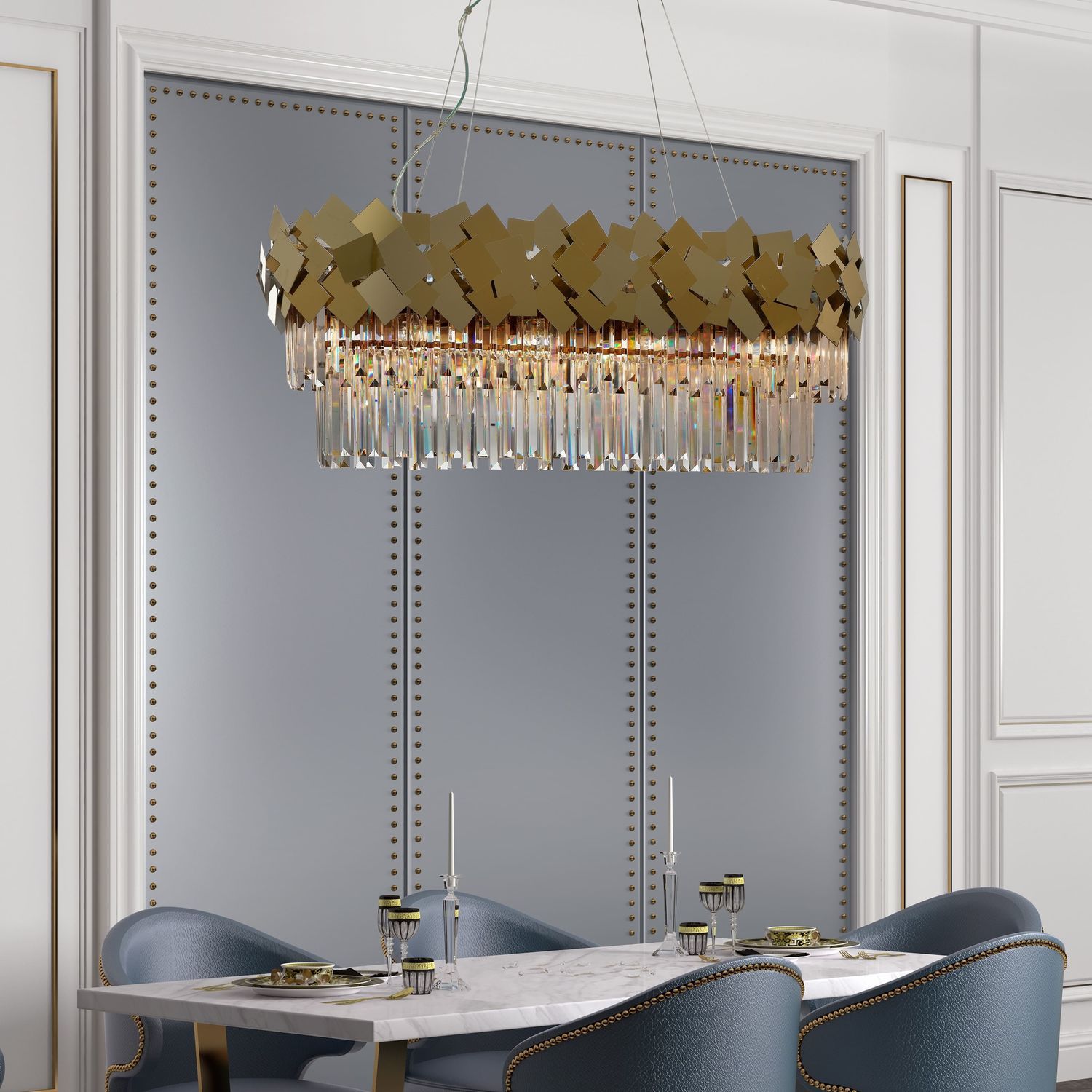 Contemporary ceiling light - HEMERA - K-LIGHTING - crystal / stainless ...