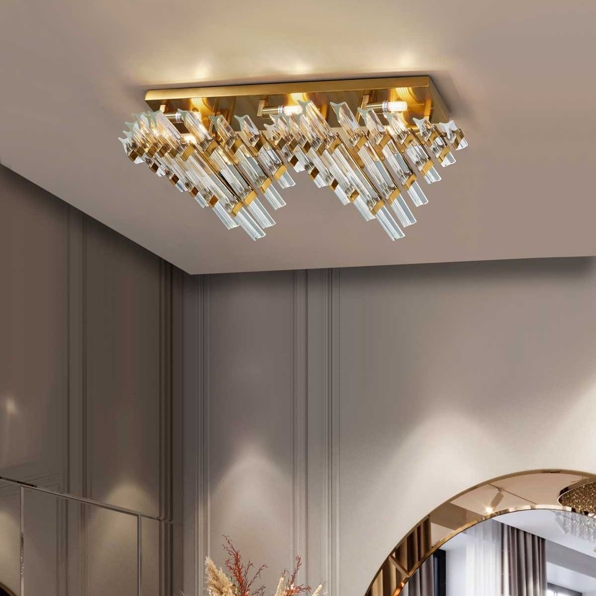 Contemporary ceiling light - LINE LIMA - K-LIGHTING - brass / glass ...