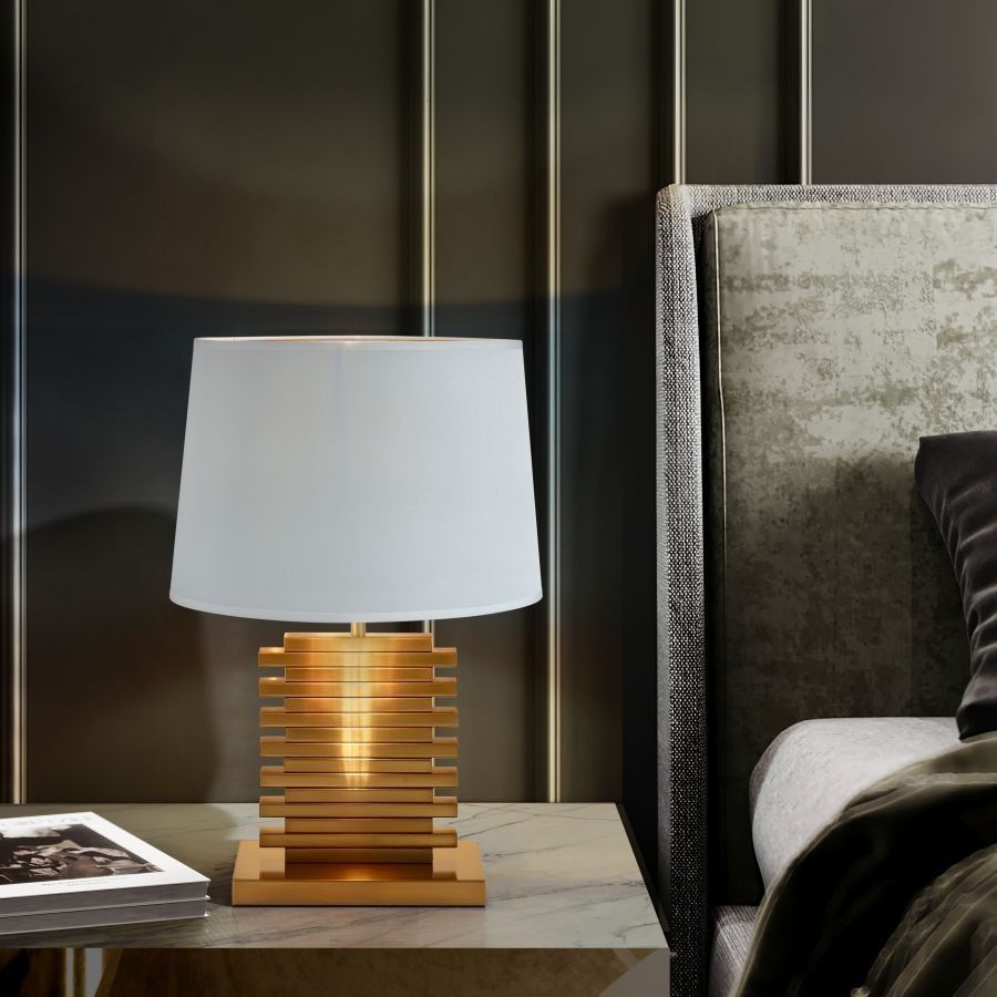 Bedside table lamp - LINE MERLIN - K-LIGHTING - brass / fabric ...