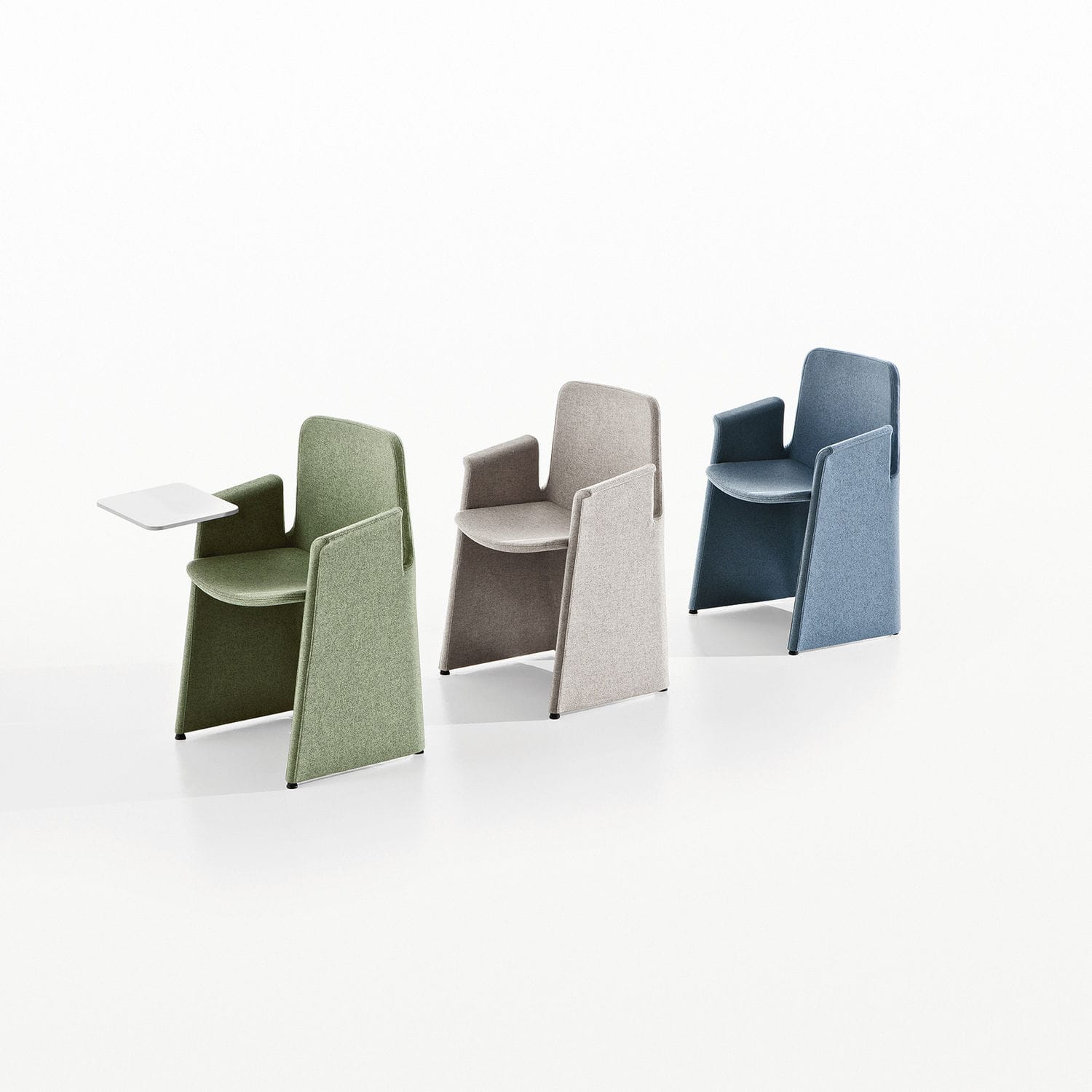 Wooden conference chair - MIRÒ - Milani - upholstered / folding / tablet