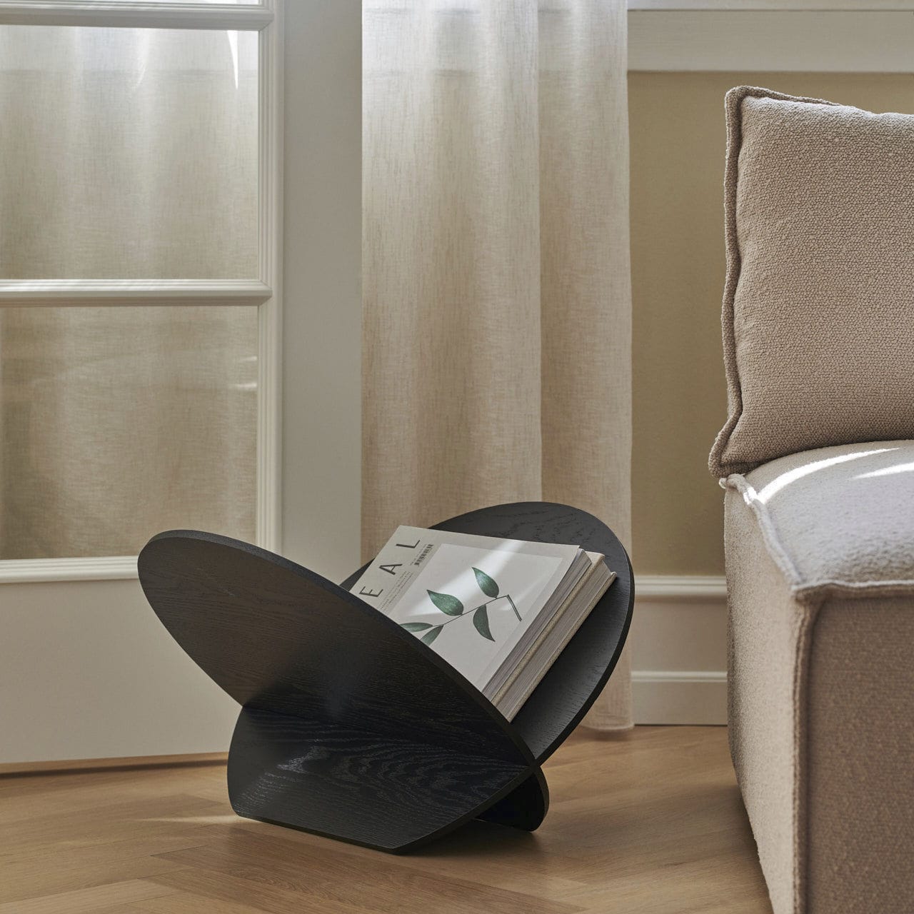 Contemporary magazine rack - Silia - Gejst - home / stainless steel / oak