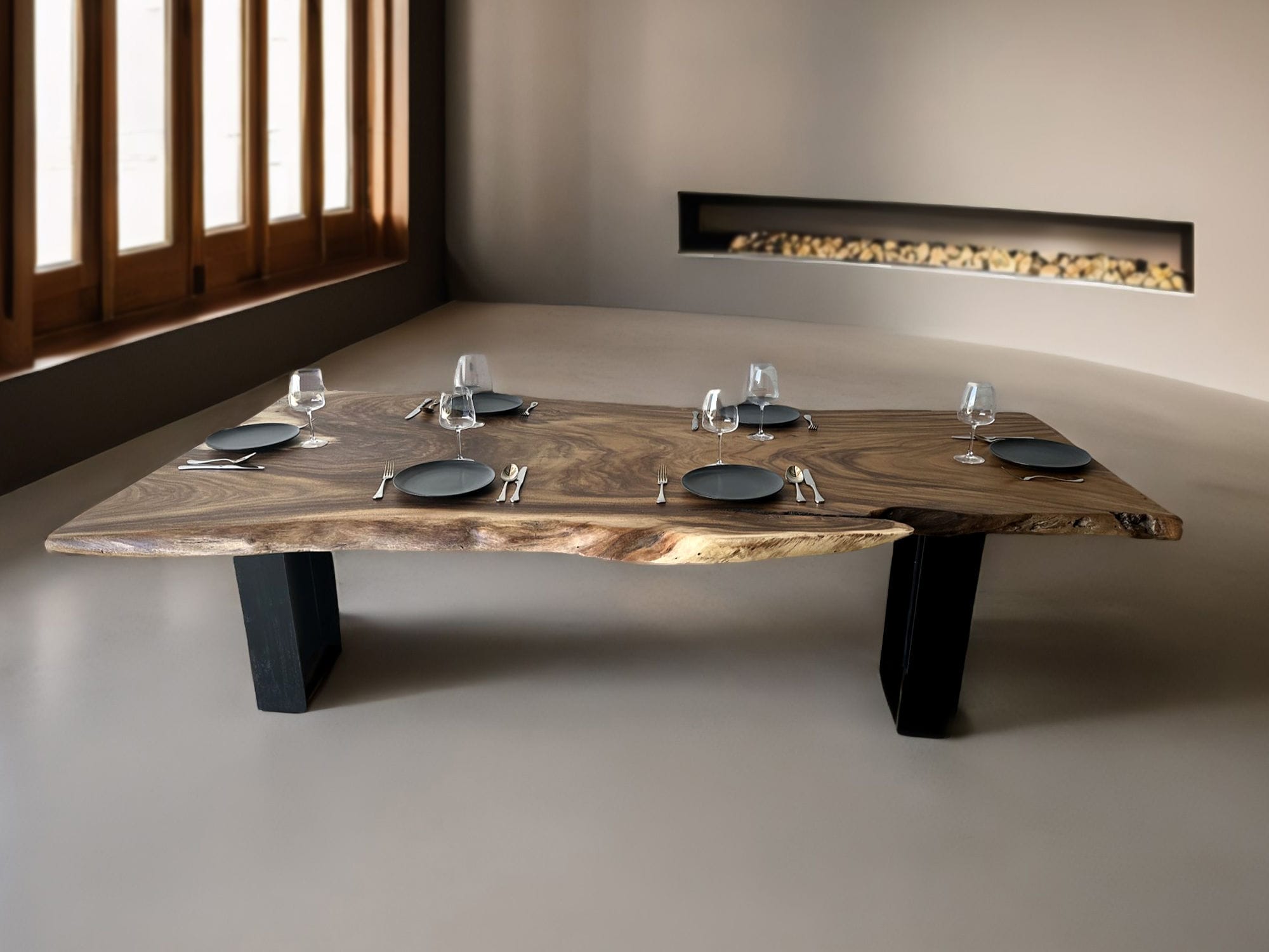Contemporary dining table - LOUISE - ARRELART - tropical wood / metal ...