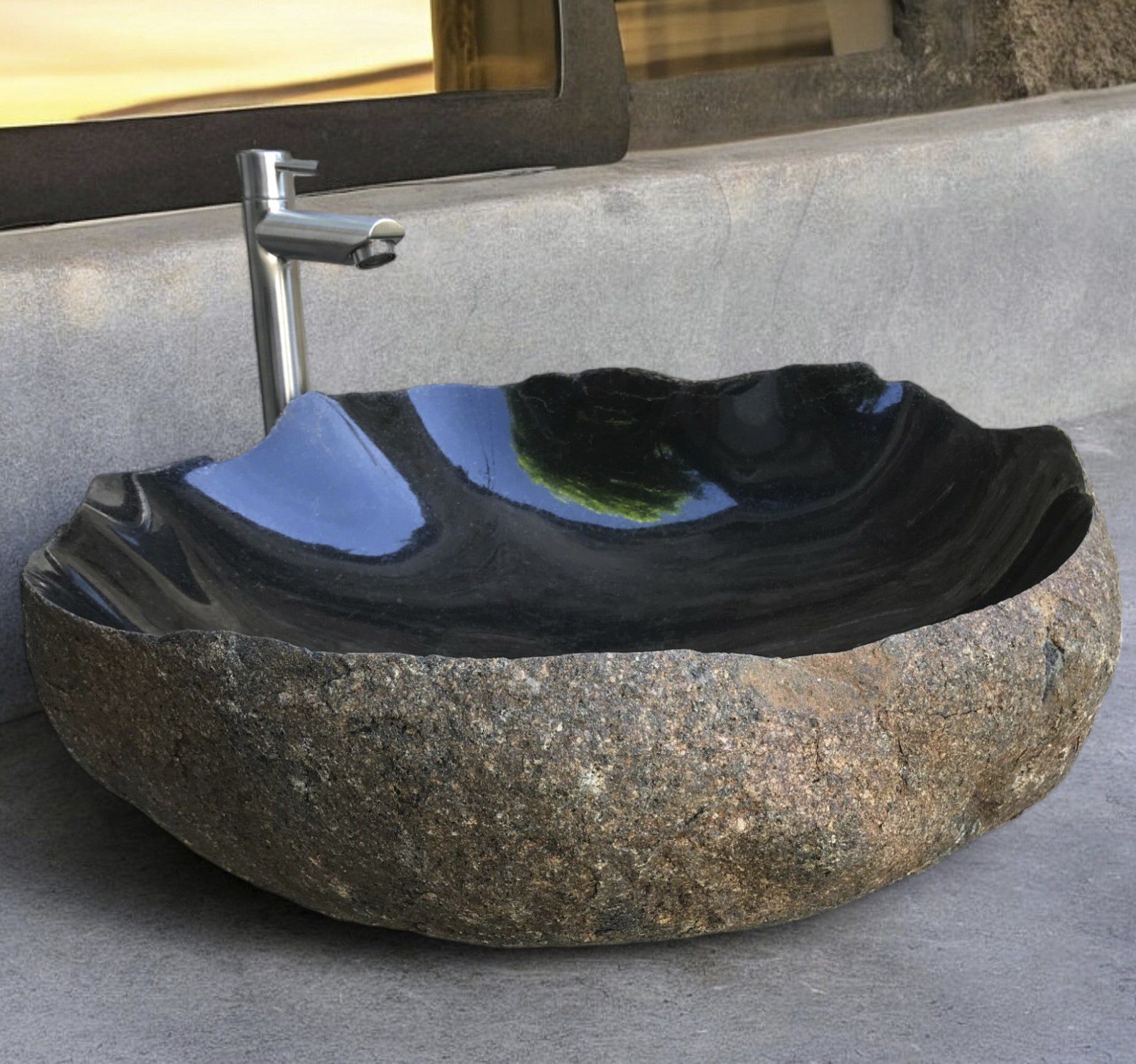 Countertop washbasin - BOSTON - ARRELART - natural stone / handmade ...