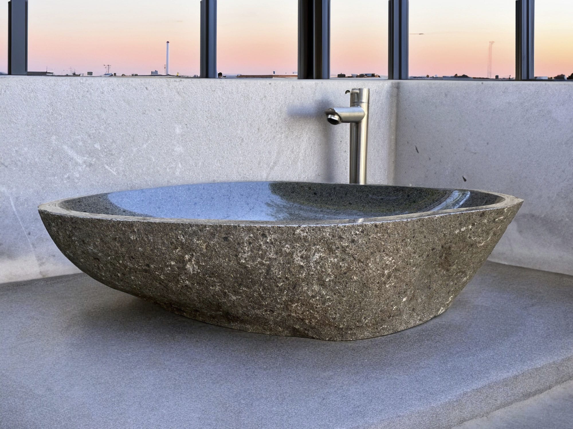 Countertop washbasin - BAGAN - ARRELART - Riverstone® / handmade / oval