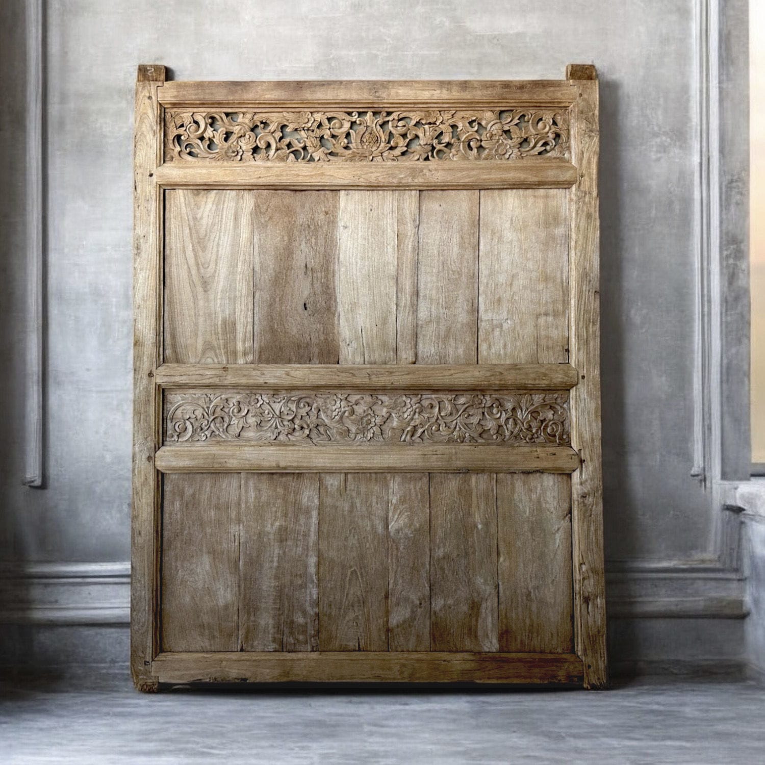 Double bed headboard - SUMBAWA - ARRELART - rustic style / teak / sand