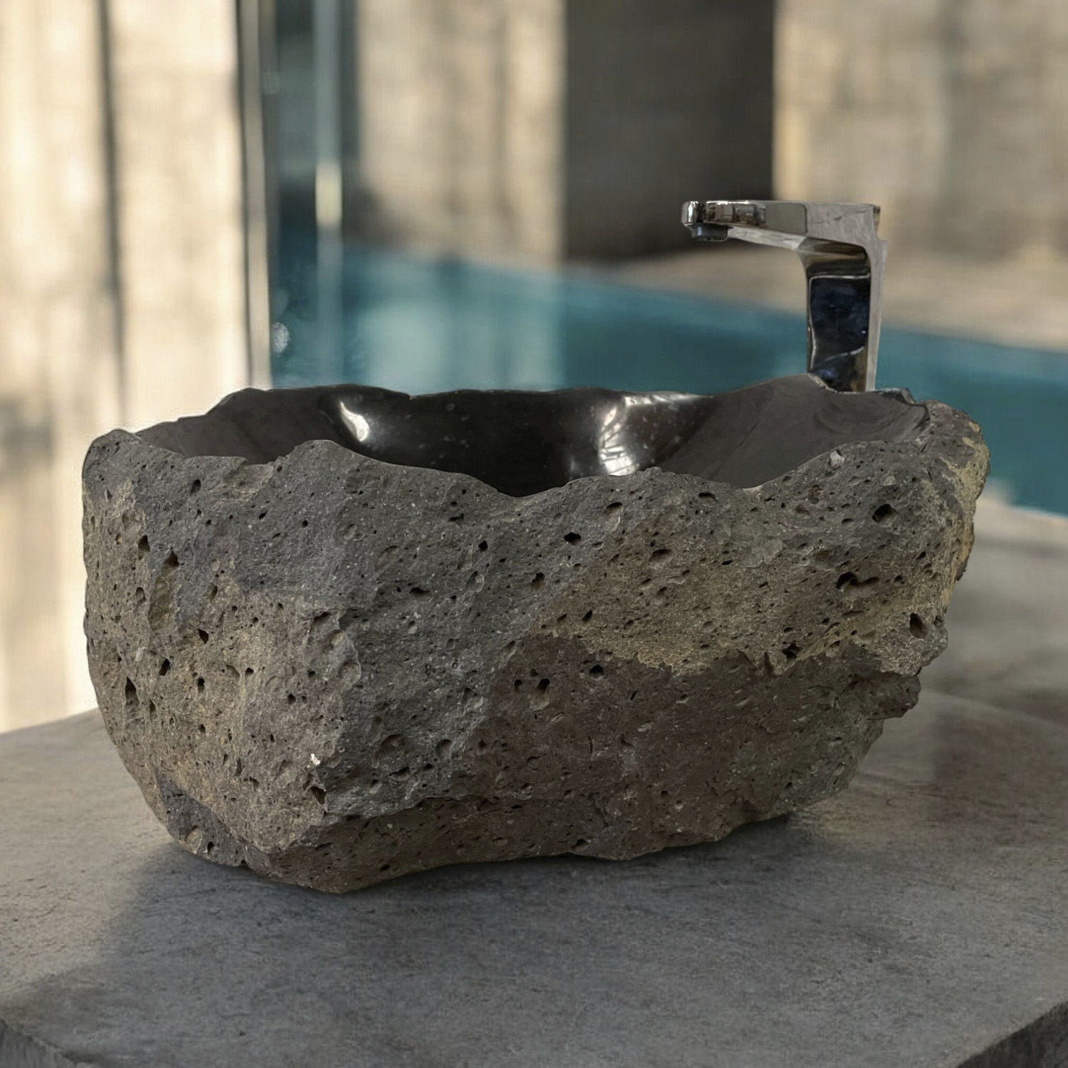 Countertop washbasin - CHACANA - ARRELART - lava / custom / customizable