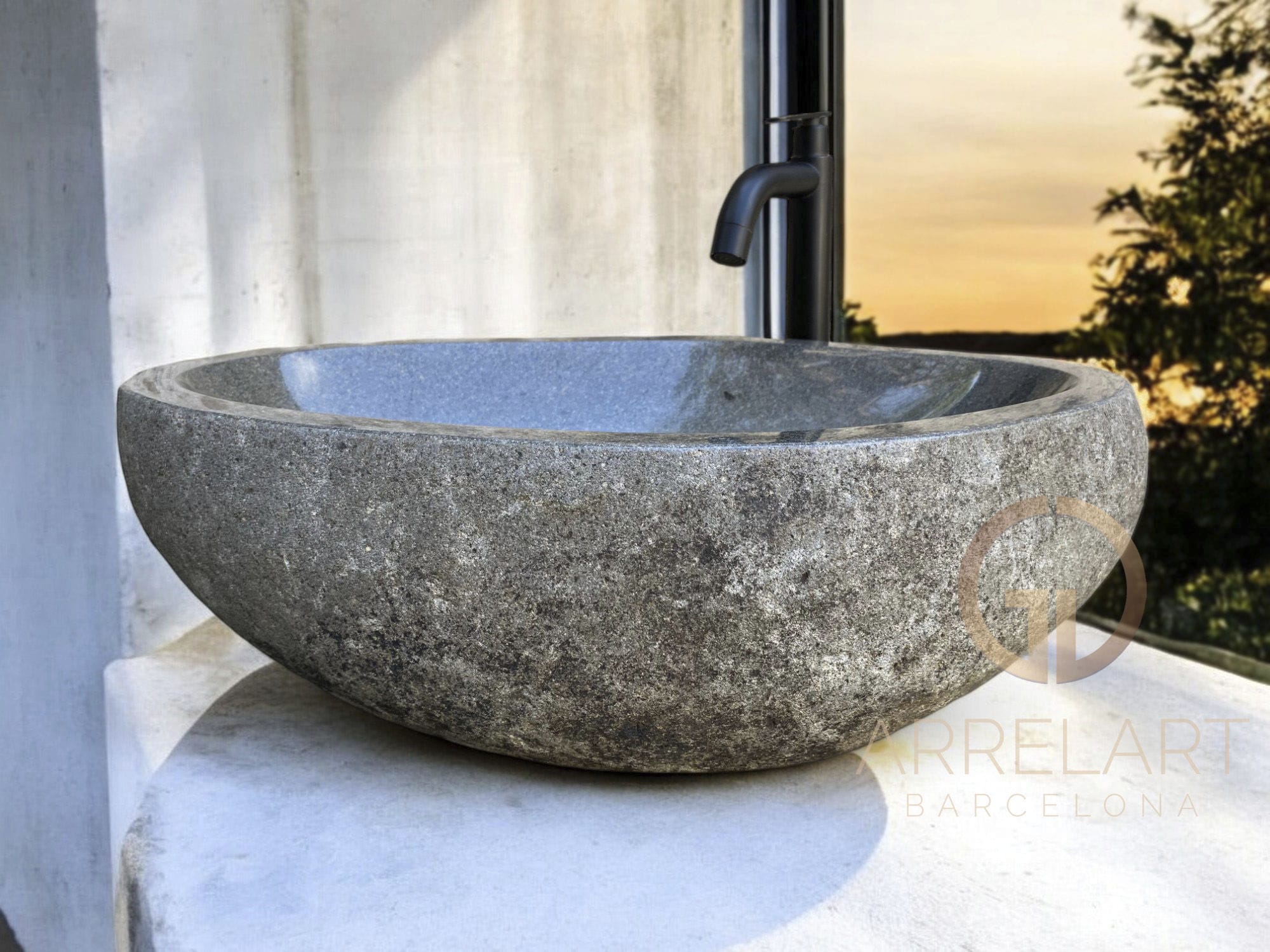Countertop washbasin - LAURENT - ARRELART - Riverstone® / custom ...