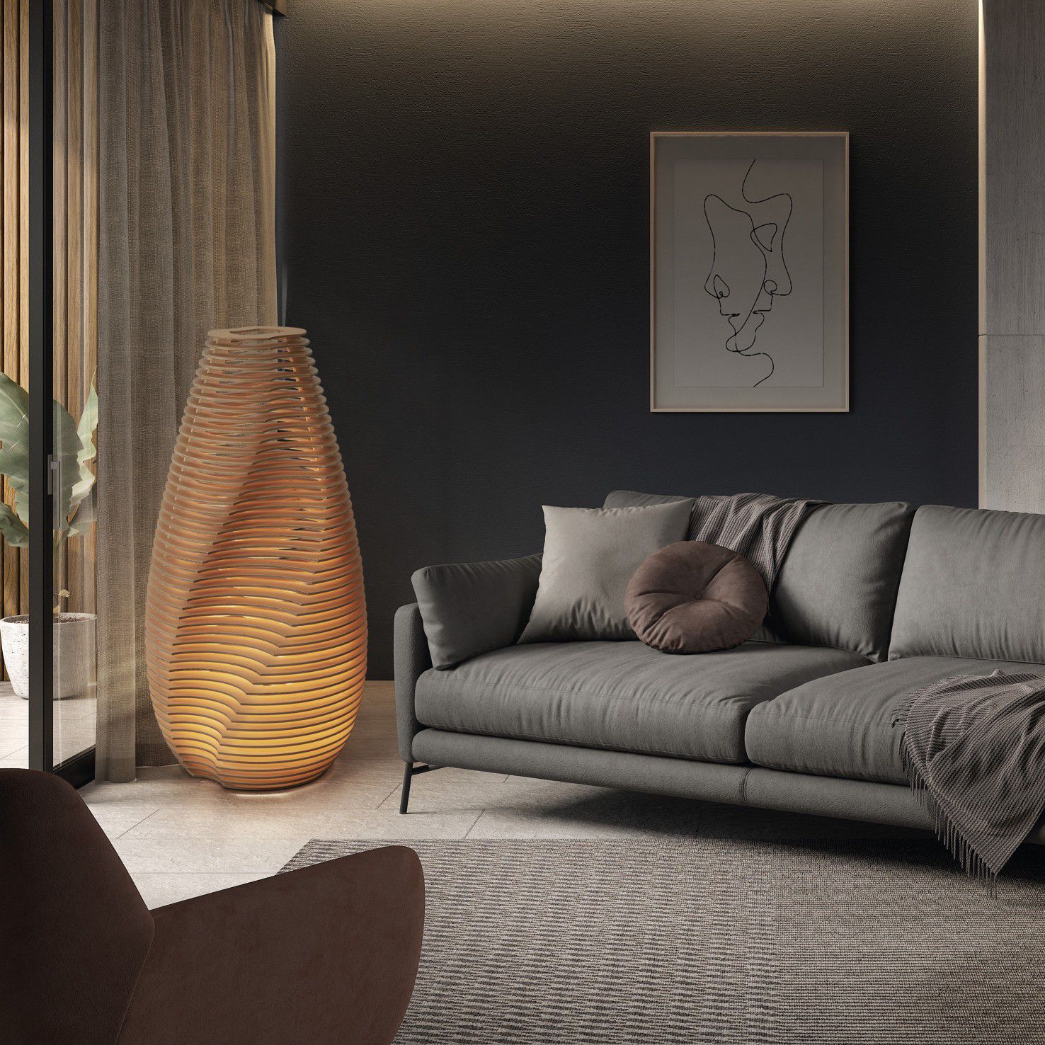 Floor lamp - TWIST h1325 - Novolux Lighting - beech / contemporary / corded