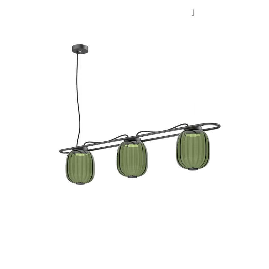 Pendant lamp - KRISTA - Novolux Lighting - steel / glass / wood