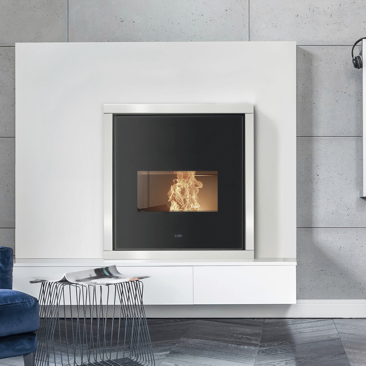 1-sided boiler fireplace insert - PFP 240 GLASS - Klover - pellet ...