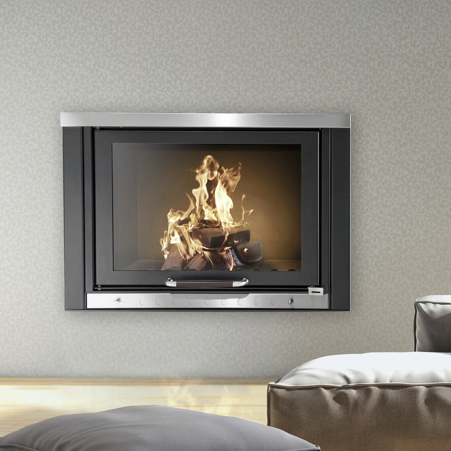 1-sided boiler fireplace insert - TERMOCAMINO TKR35 - Klover - wood ...