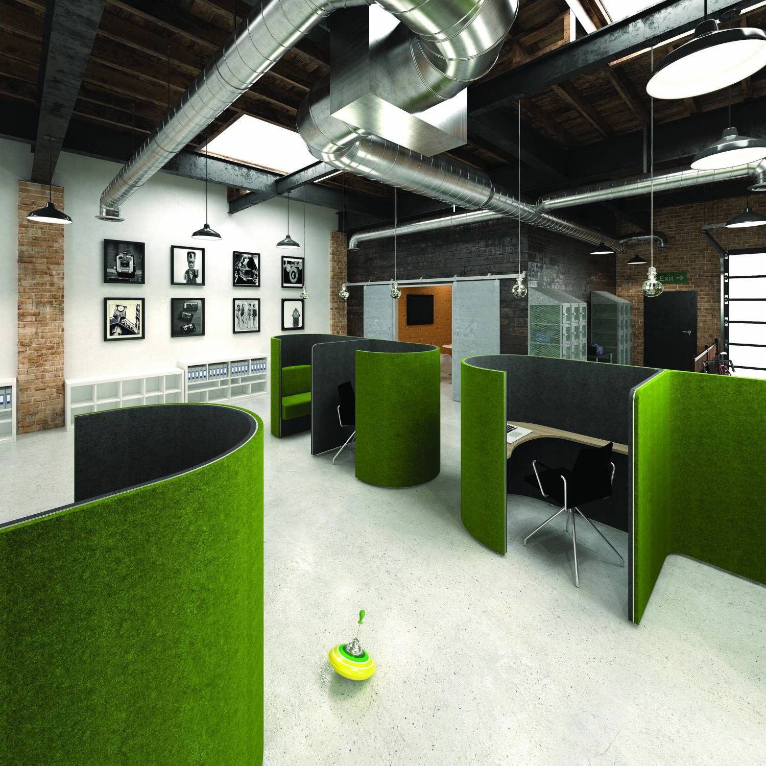 Floor-mounted office divider - DEN.CURVE - Ocee Design - modular