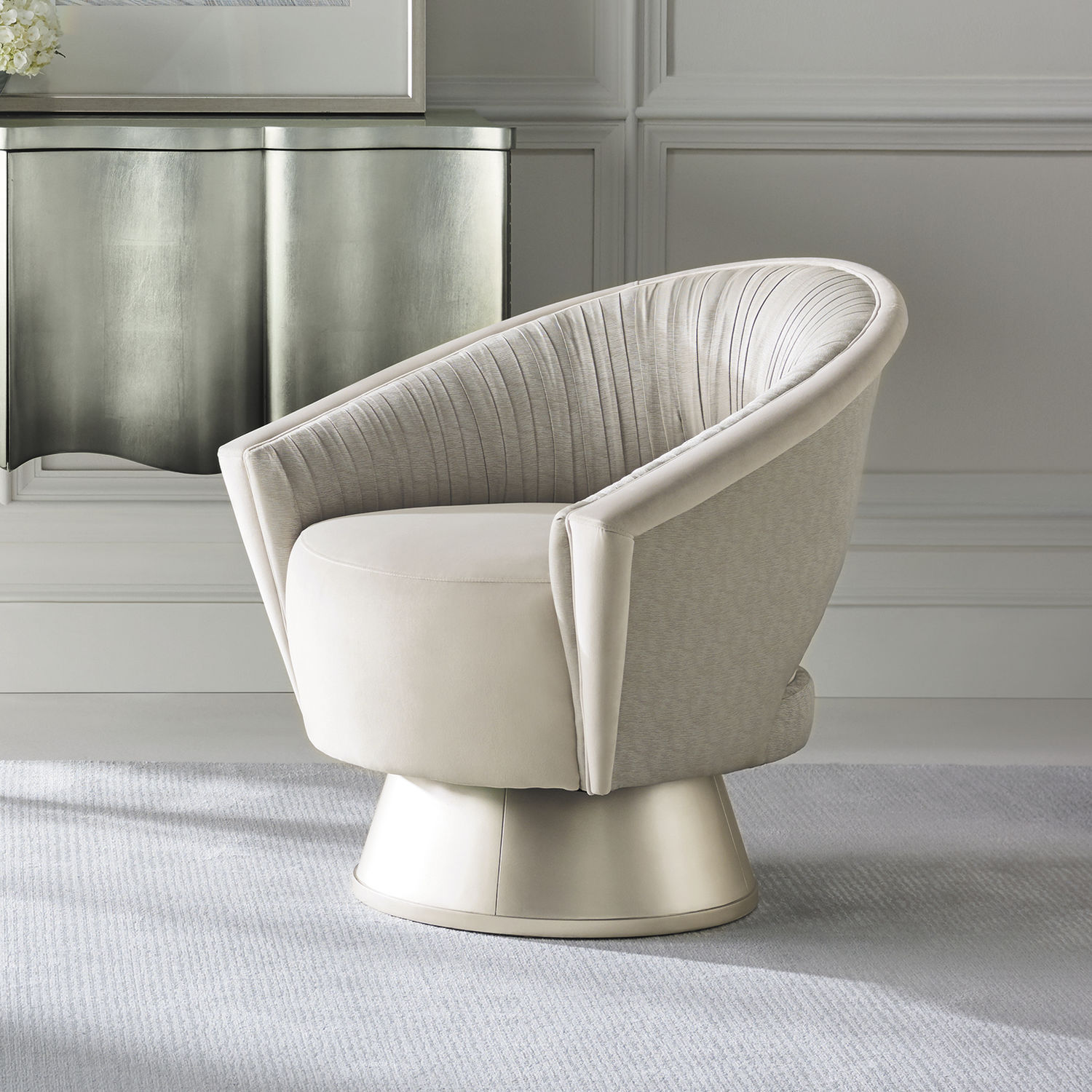 Contemporary armchair - A COM-PLEAT TURN AROUND - CARACOLE - velvet ...