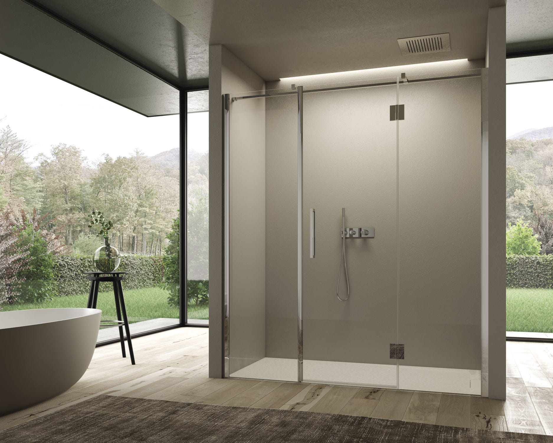 Glass shower cubicle - EASY - Disenia - with pivot door / rectangular ...