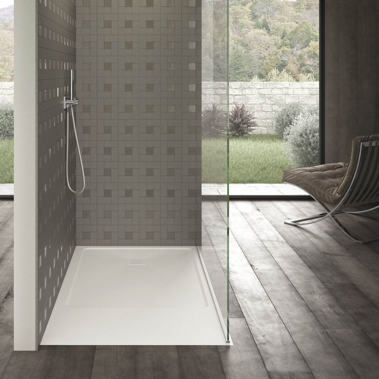 Rectangular shower base - LUNA - Disenia - raised / recessed / composite
