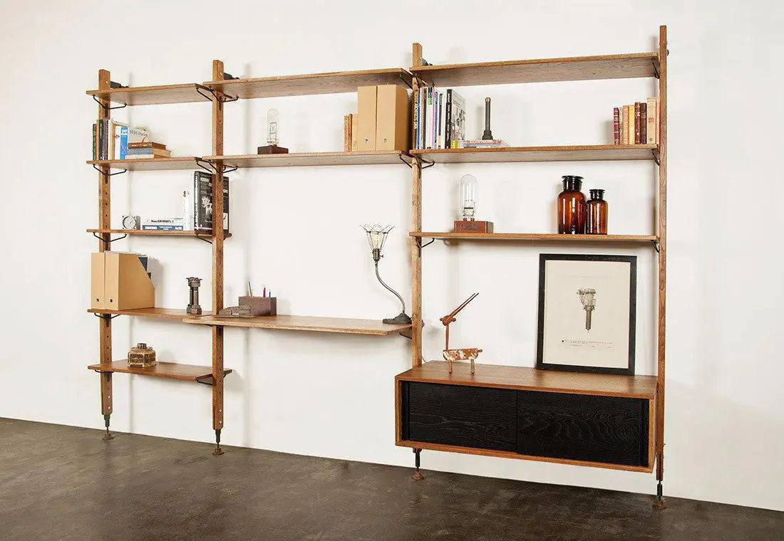 Wall mounted shelf THEO CAPPING POST District 8 contemporary oak steel