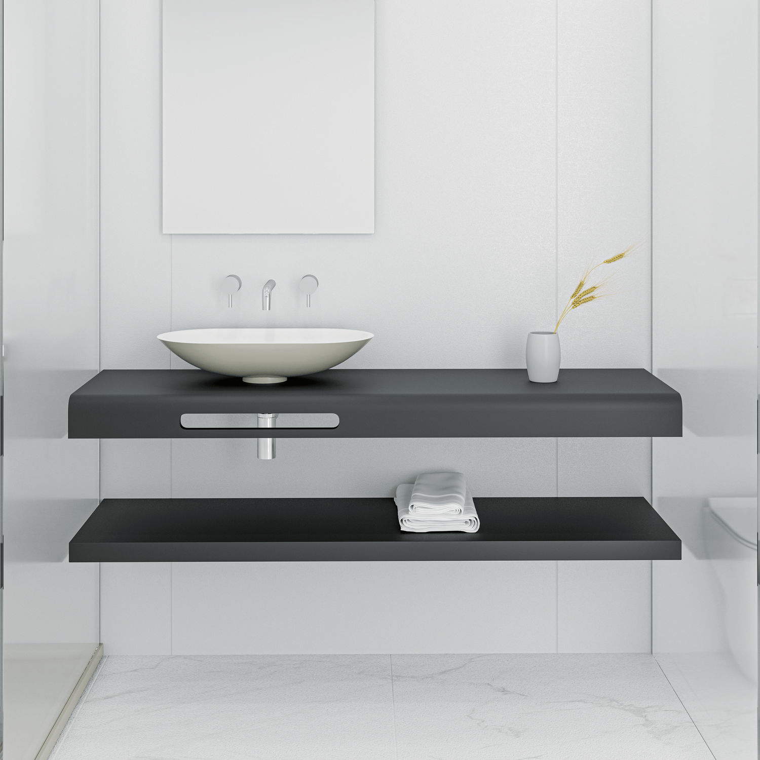 Solid Surface vanity top - BASE CLOS - BAÑOS 10 S.L. - with towel rack