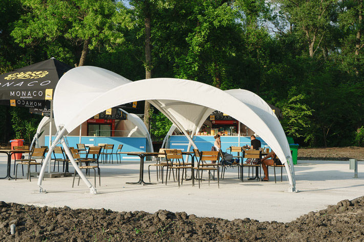 Metal frame tensile structure - TRIANGLE - HOLSTROY - for shelter / for ...
