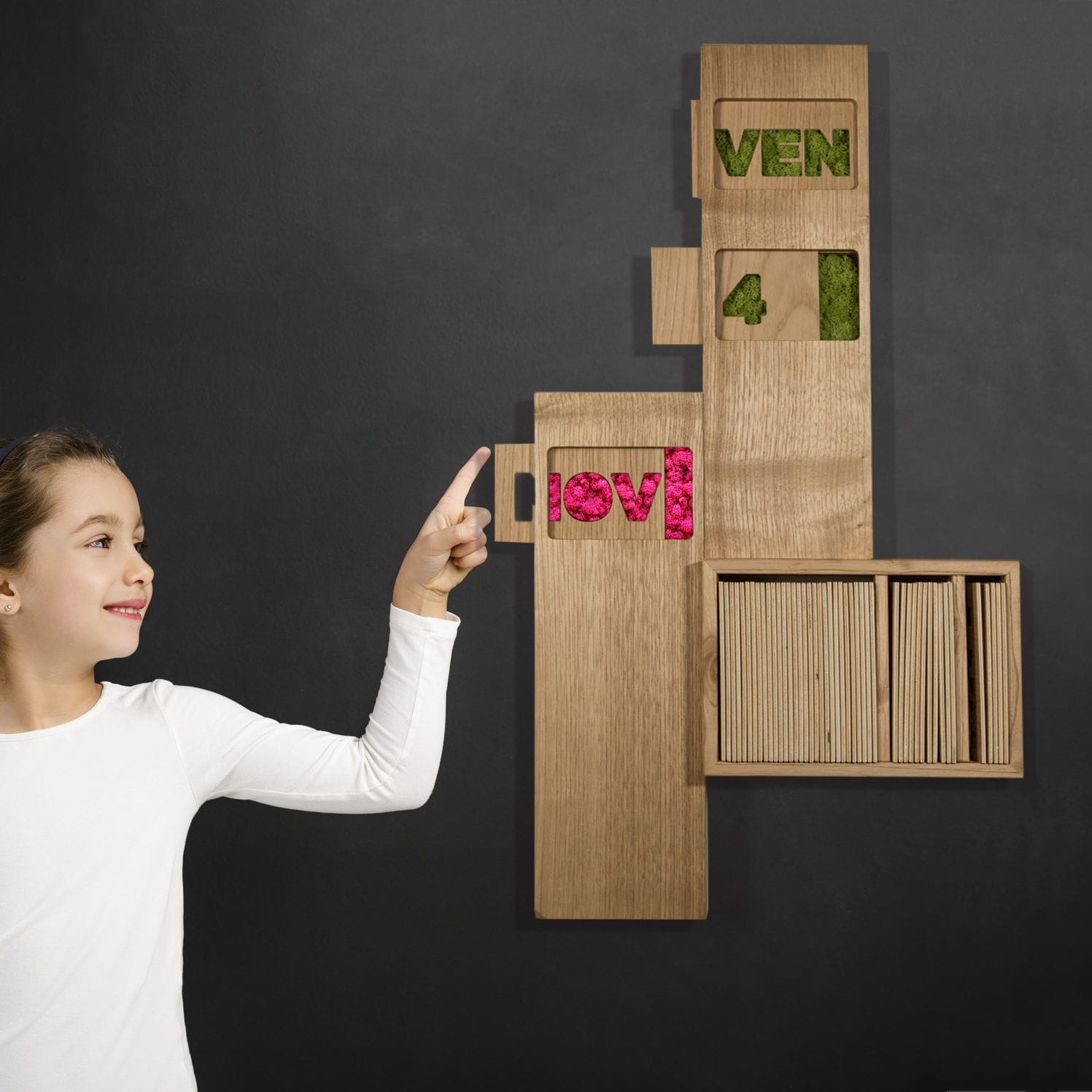 Wall-mounted shelf - CALENDAR - LinfaDecor - contemporary / wooden ...