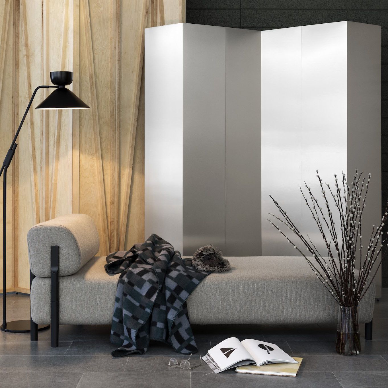 Contemporary day-bed - PALO - hem - wool / home