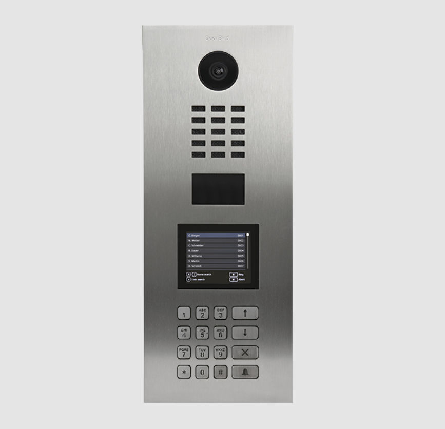 Brushed stainless steel video door intercom - D21DKV - DoorBird ...