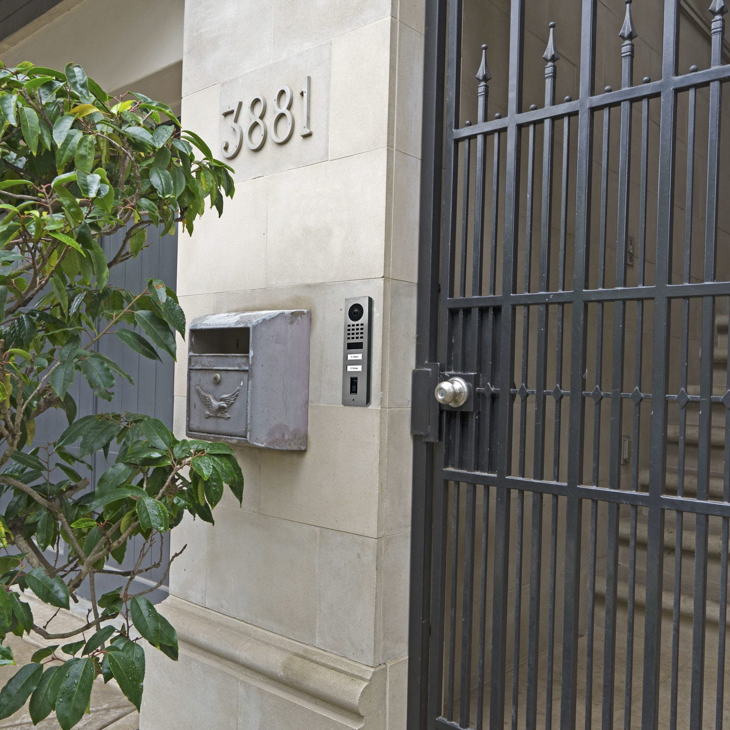 Surface-mount door station - D1102FV - DoorBird - brushed stainless ...