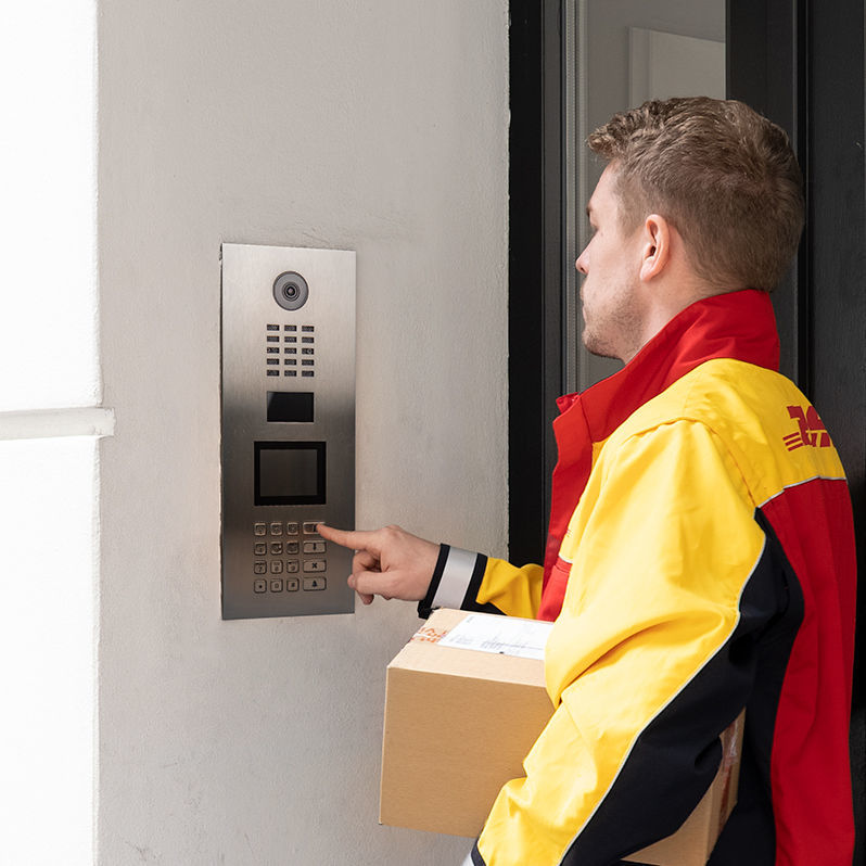 Brushed stainless steel video door intercom - D21DKV - DoorBird ...