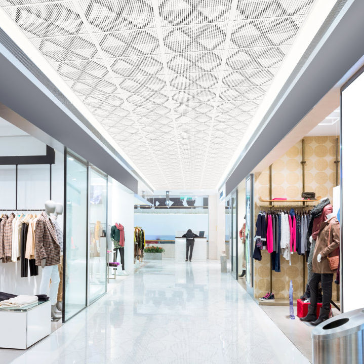 Wood veneer suspended ceiling - PETRA - artnovion - tile / acoustic ...