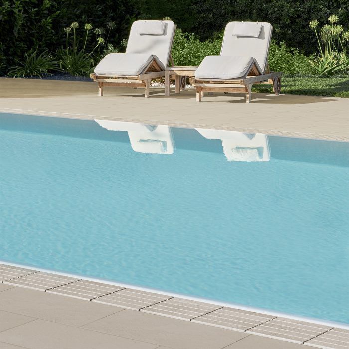 Ceramic grating for drain channel / marble / teak / for swimming pools ...