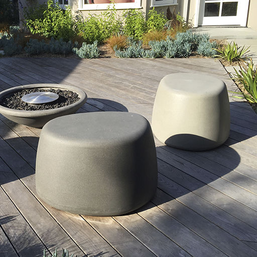 Contemporary stool - PEBBLE - Tournesol SITEWORKS - concrete / glass ...