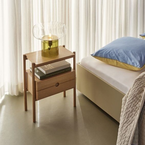 Scandinavian style bedside table - Appeal - Hübsch A/S - oak / wood ...