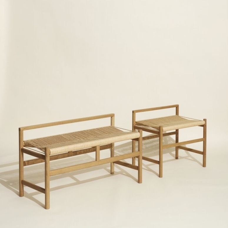 Scandinavian design bench - Heritage - Hübsch A/S - oak / with backrest ...