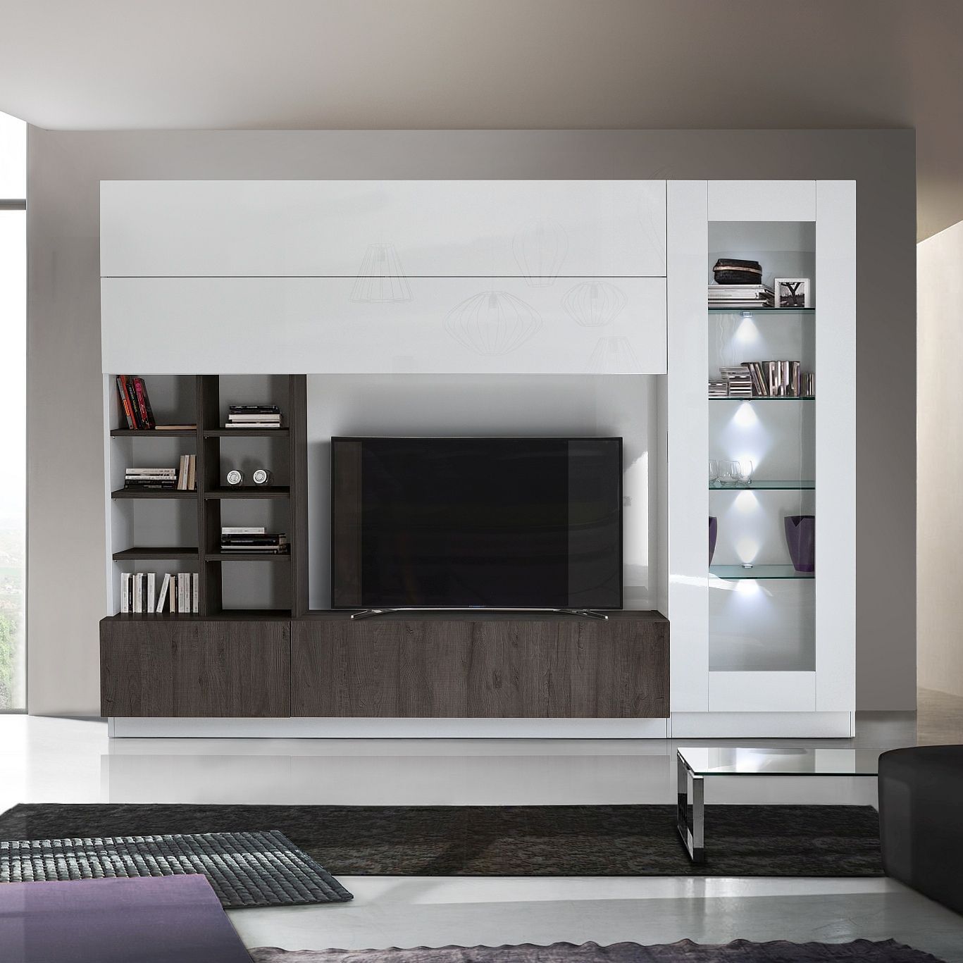 Contemporary TV wall unit - LINE - LC spa - oak
