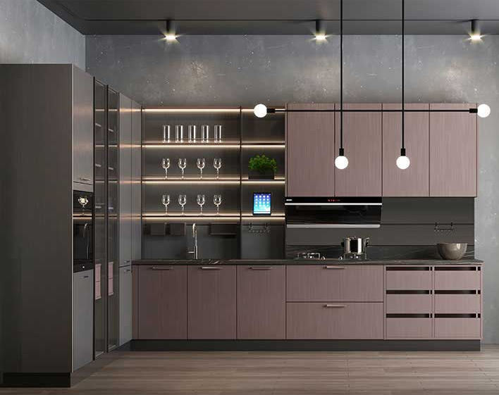 Contemporary kitchen - PZCC20104 - Oppein - PVC / melamine / sintered stone
