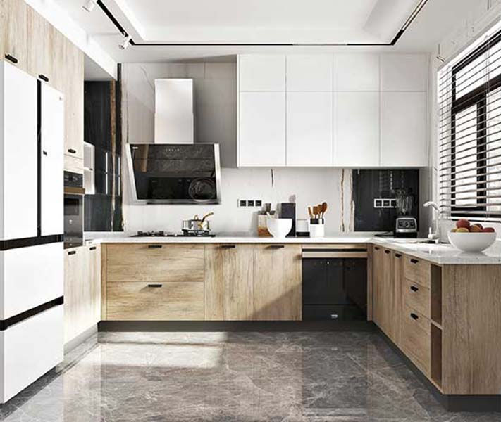 Contemporary kitchen - PLCC20076 - Oppein - melamine / L-shaped / U-shaped