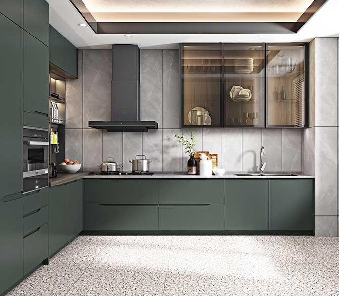 Contemporary kitchen - PLCC20032 - Oppein - oak / L-shaped / handleless