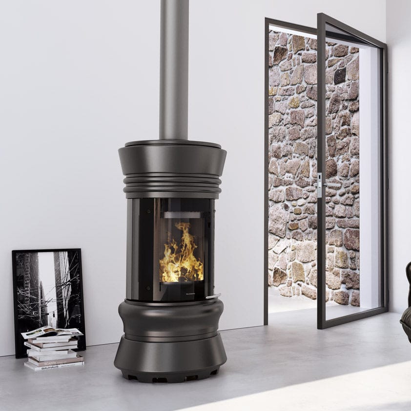 Wood heating stove - PALAZZETTI DAMA NERO - Monolite Ipergres - central ...