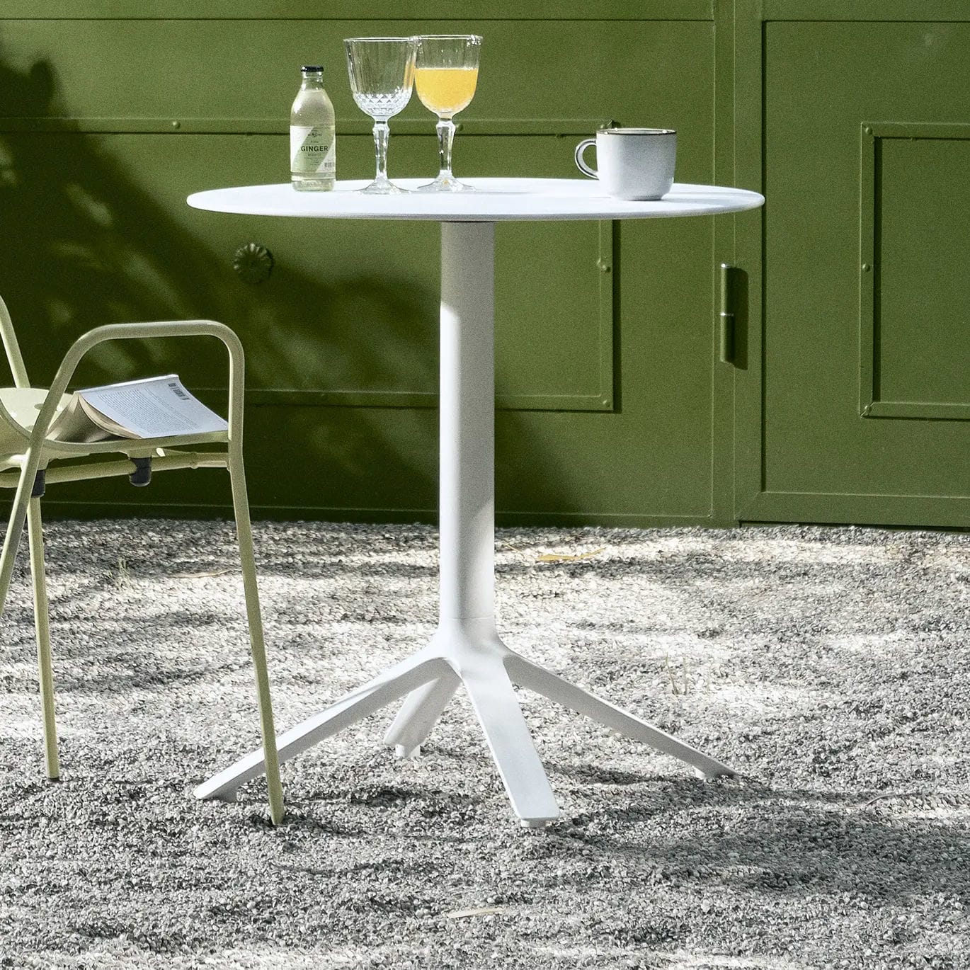 Contemporary bistro table - Eex - TOOU - wooden / polypropylene / metal base