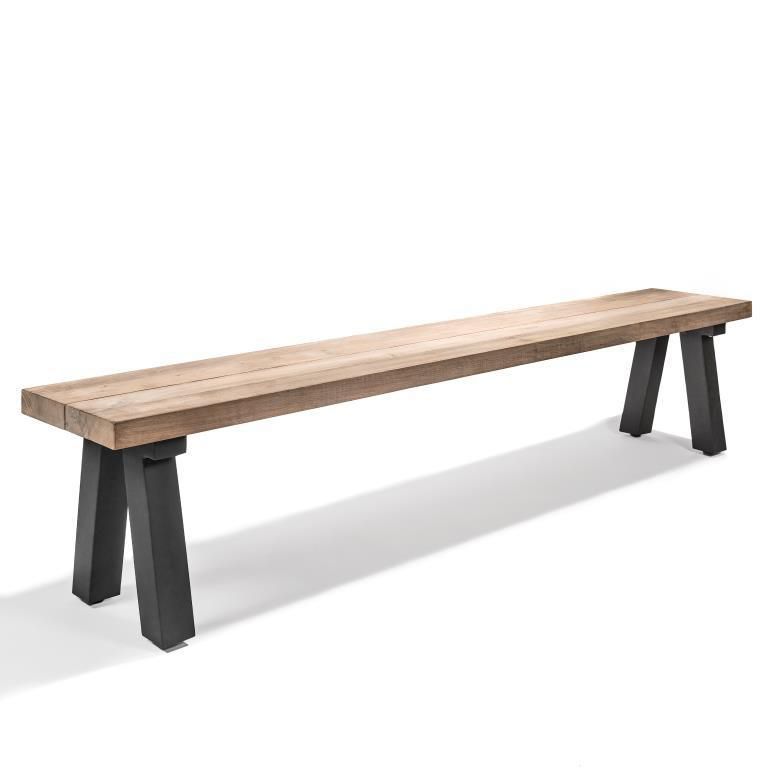 Contemporary garden bench - ANTICA - GOMMAIRE - teak