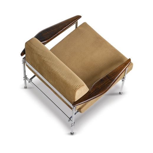 Contemporary armchair - BETO - LinBrasil - leather / fabric / stainless ...