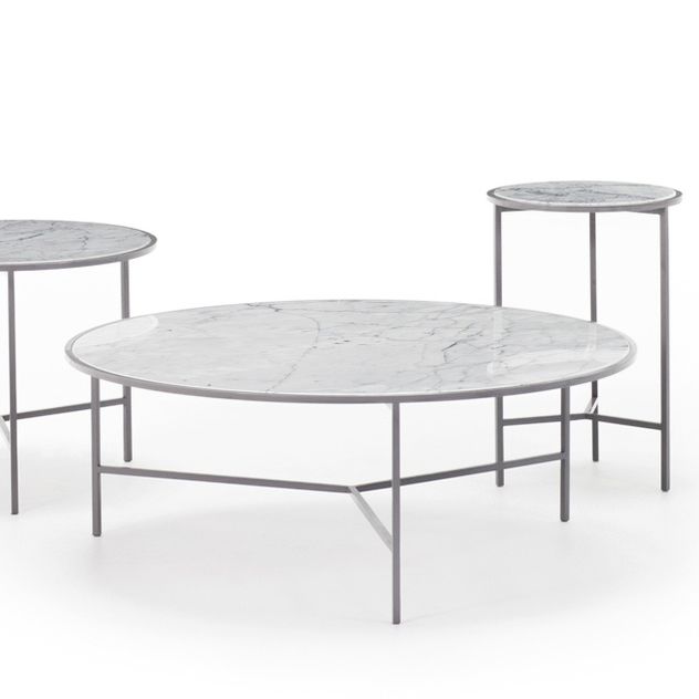 Contemporary coffee table - SMOKE - Sé collections - iron / marble / round
