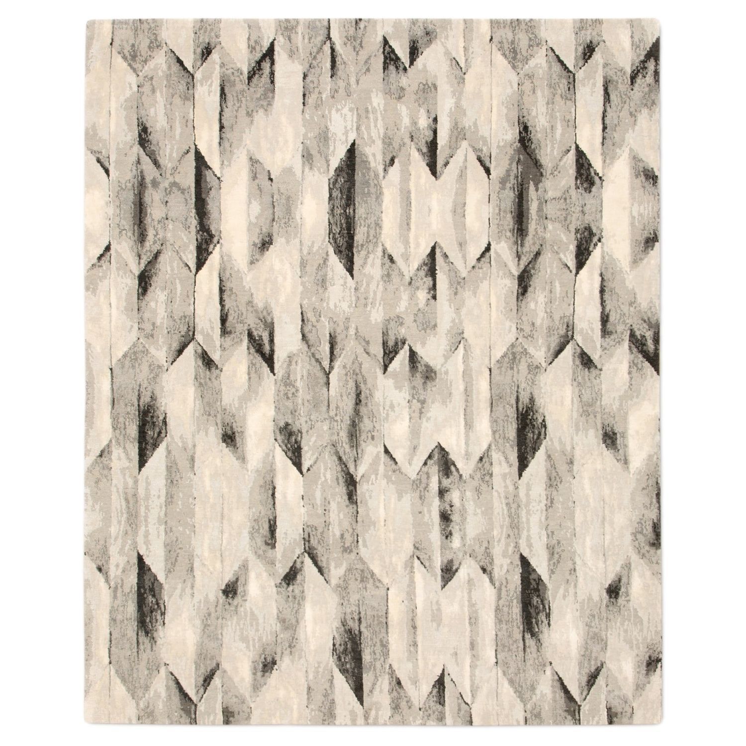 Contemporary rug - SLATE - Knots rugs - geometric / silk / Tibetan wool