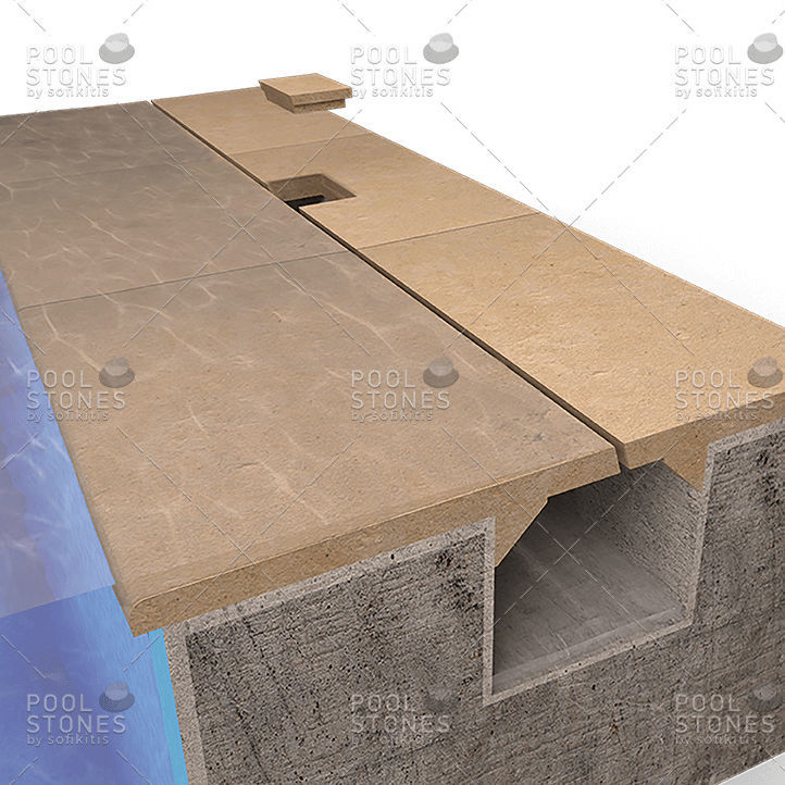 Natural stone overflow grating - System No8 - Poolstones - pool