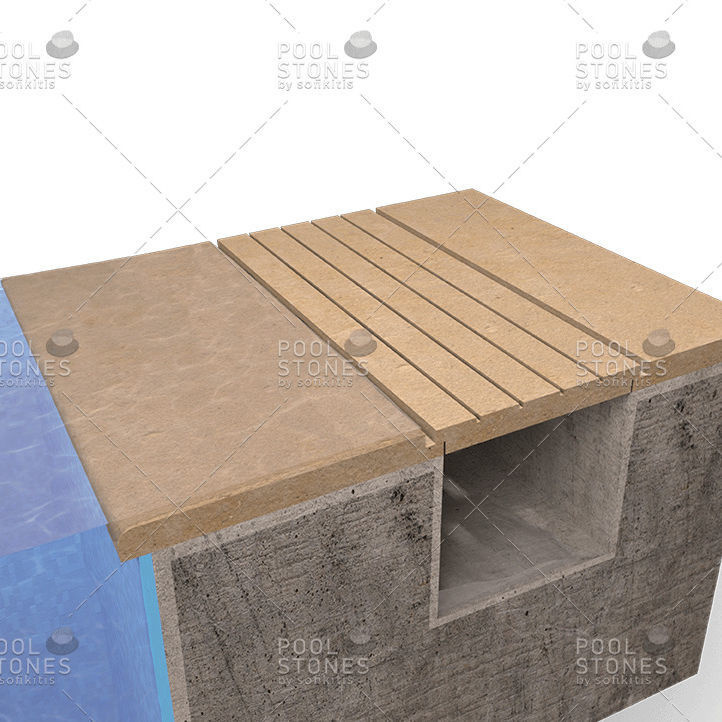 Natural stone overflow grating - System No20 - Poolstones - pool