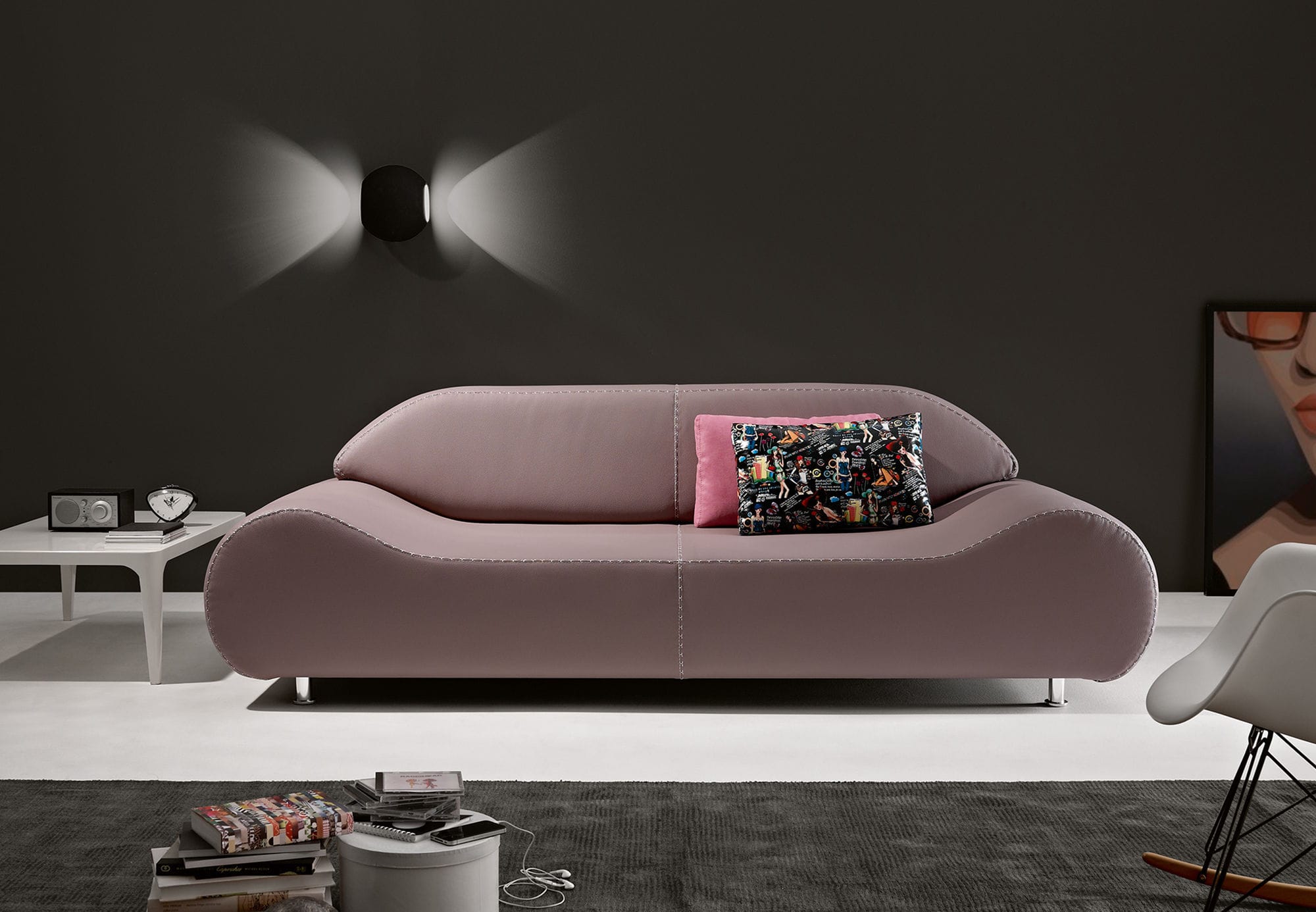 Contemporary sofa - EVOLUTION - MHR - leather / with footrest