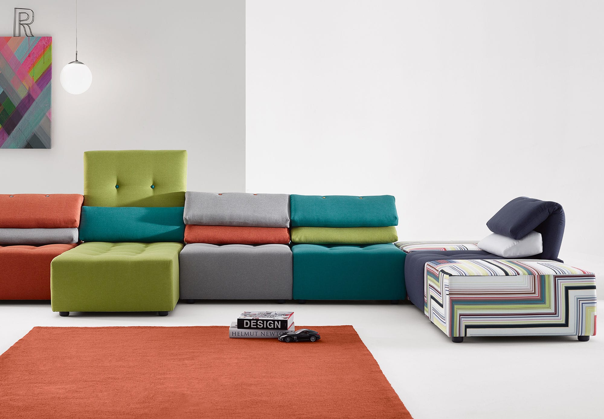 Modular sofa - MOON - MHR - contemporary / fabric / with headrest