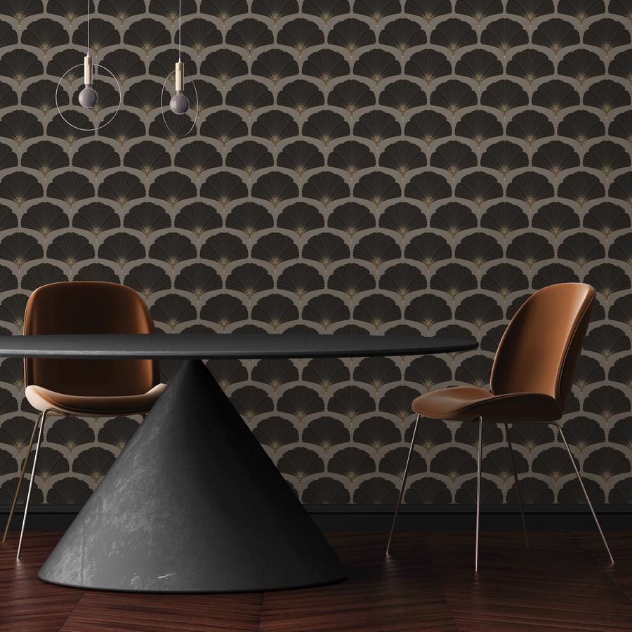 Original wallpaper - SHAN - ISIDORE LEROY - patterned / fabric look / gray