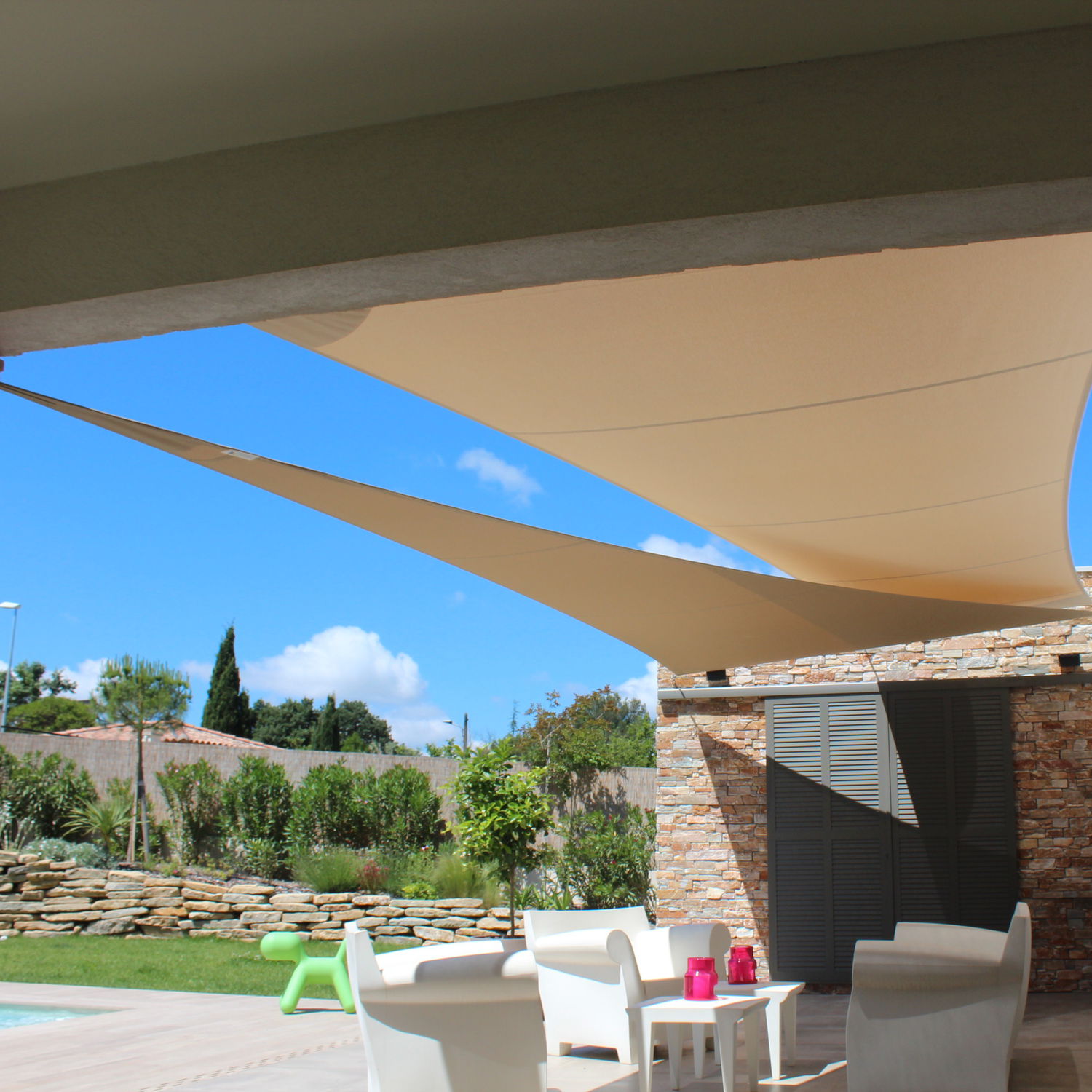 UV-resistant shade sail - TRIANGULAIRE - l'Atelier des voiles - custom ...