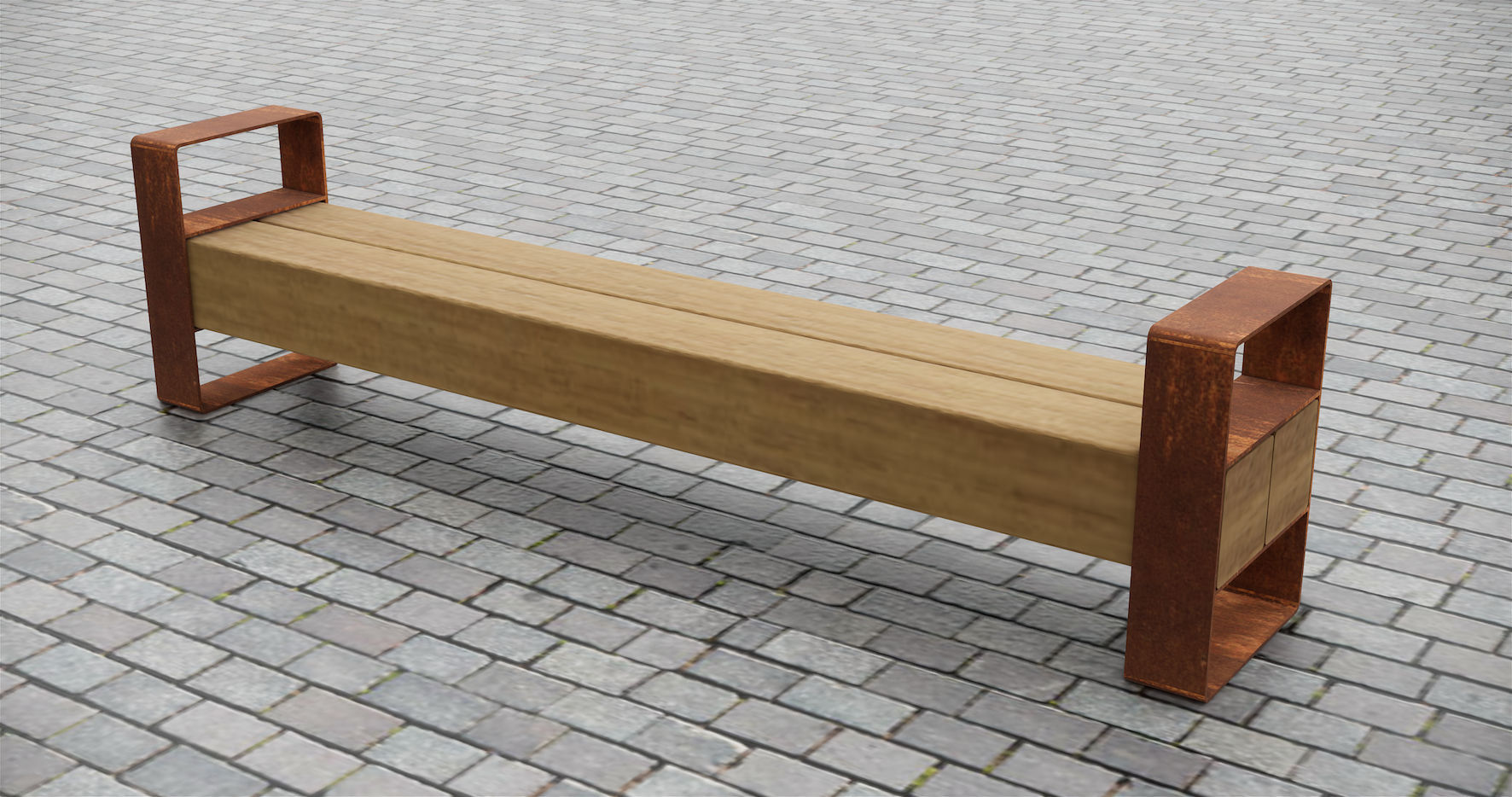 Contemporary public bench - CHRIS NANGLE - COR-TEN® steel